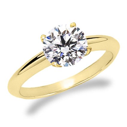 Houston Diamond District Near 1/2 Carat Round Cut Diamond Solitaire Engagement Ring 14K Yellow Gold 4 Prong (K, SI2-I1, 0.45 c.t.w) Very Good Cut