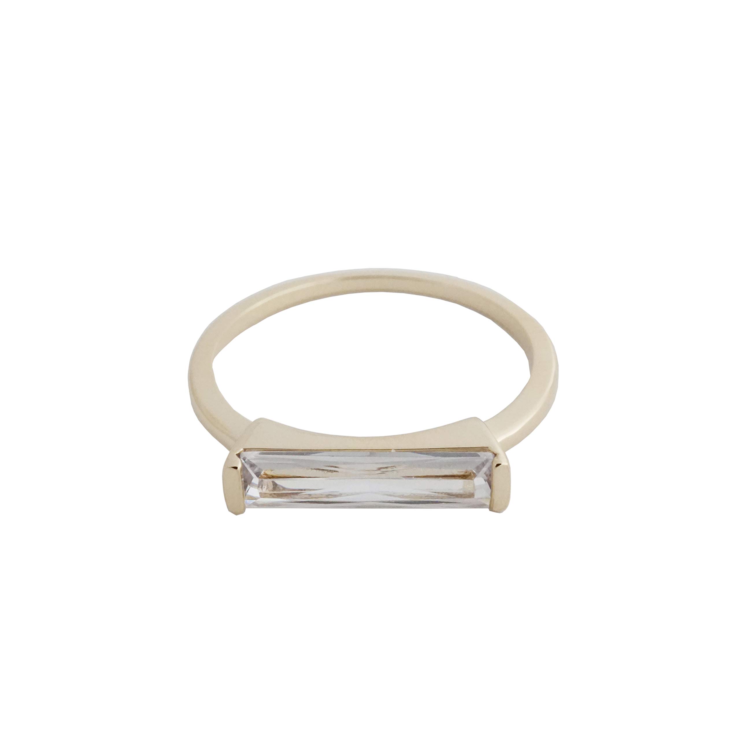 Honeycat Lorena Long Crystal Baguette Ring in Gold, Rose Gold, or Silver | Minimalist, Delicate Jewelry (Gold, 8)
