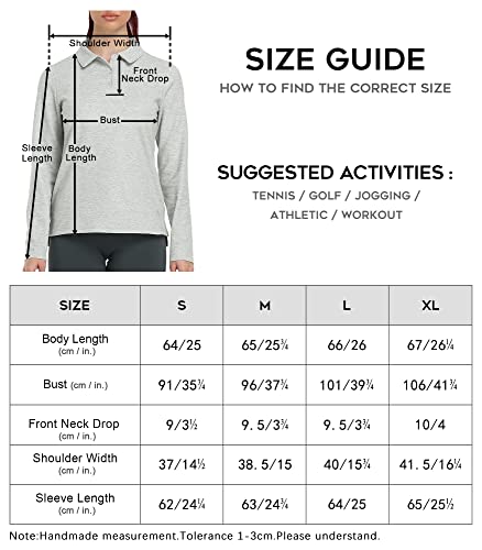 icyzone Golf Polo Shirts for Women, Tennis Long Sleeve Tops, Collared Athletic Workout T Shirts (Red, L)