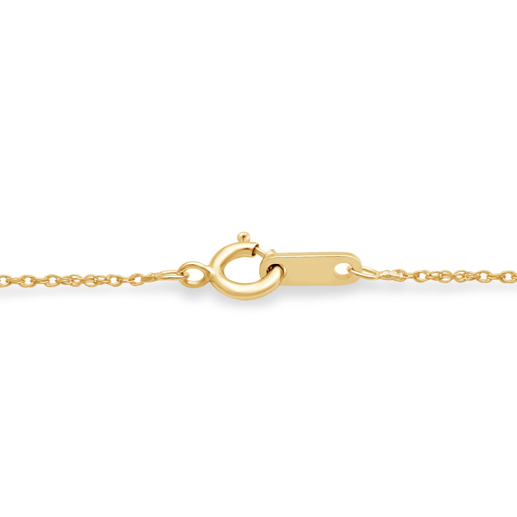 Jewelili 10K Yellow Gold 1/2 Cttw Natural White Round Diamonds Pendant Necklace, 18" Gold filled Rope Chain