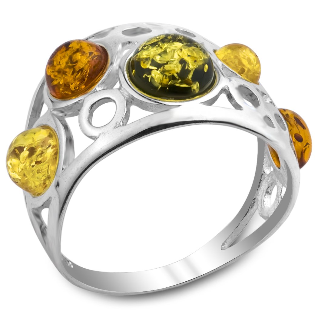Ian and Valeri Co. Multicolor Amber Sterling Silver Ring