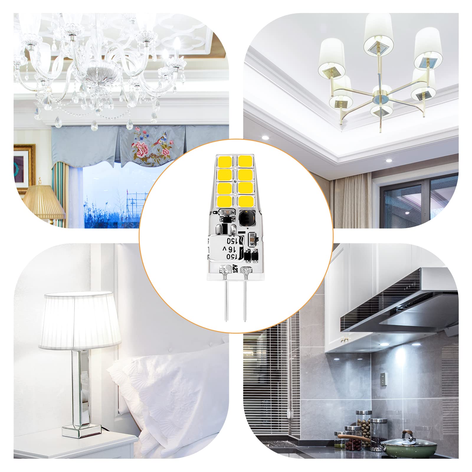 I-SHUNFA G4 LED Bulb 1.24W AC/DC 12V Bi-Pin Base Light Lamp Daylight White 6000K Equivalent to 10W 20W T3 Halogen Led 24x3014 SMD Non-dimmable 360°Beam Angle.10 Count (Pack of 1)
