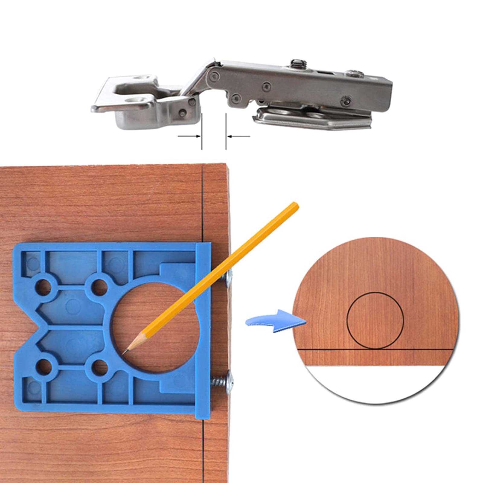 Hinge Jig Drill Guide Set 35mm Hinge Drilling Jig Forstner Drill Guide for Cabinet Processing Drilling Template DIY Tool 35mm Concealed Hinge Jig Kit Forstner Drill Guide for DIY Cabinet Cupboard