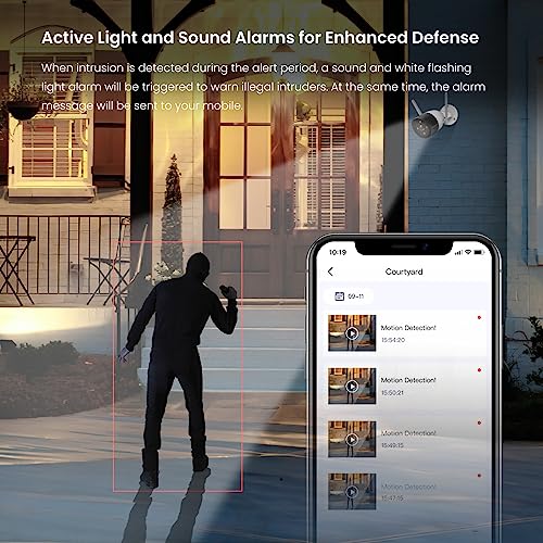 Tenda CT6 2K WiFi Cameras for Home Security Outside - Full-Color Night Vision with 2 Spotlights, Dual Antennas, AI Motion Detection, 2-Way Audio, IP66, H.265, Plug-in Outdoor Security Cameras