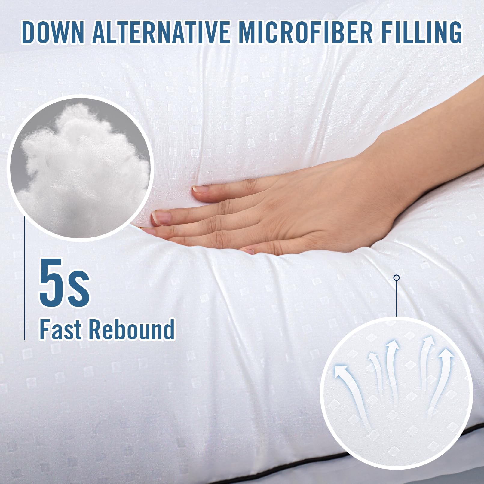 HIMOON Bed Pillows for Sleeping Standard Size 2 Pack,Cooling Hotel Quality Down Alternative Pillows for Side Back and Stomach Sleepers(White