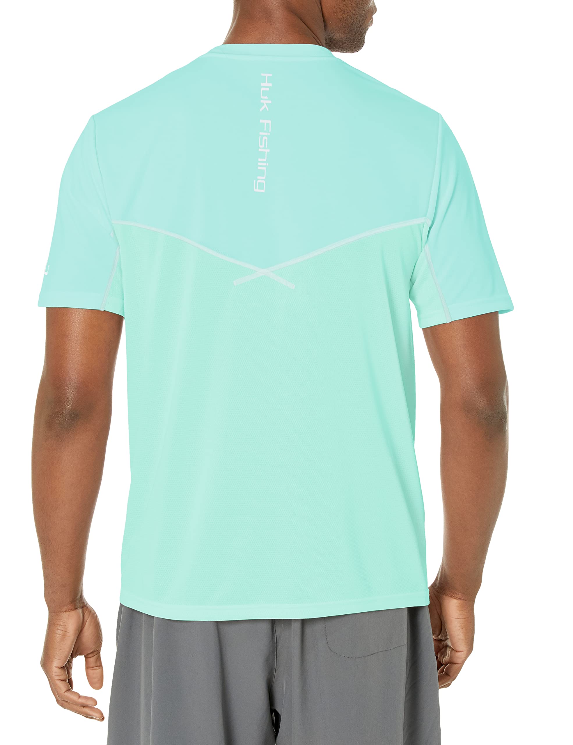 HUK Men's Icon X Short Sleeve Fishing Shirt with Sun Protection, Blue, Large