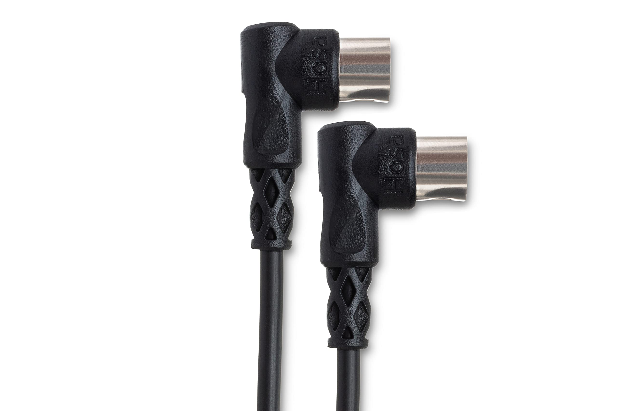 HOSA MID-303RR Right Angle 5-Pin DIN to Right Angle 5-Pin DIN MIDI Cable, 3 Feet Black & MID-301BK 5-Pin DIN to 5-Pin DIN MIDI Cable, 1 Foot