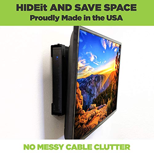 HIDEit Mounts Uni-LS Mount - Patented in 2015, Made in USA - Steel Adjustable Large and Slim Wall Mount. Hide Your Cable TV Box, Satellite Receivers, DVRs, Security NVRs and Other A/V Equipment