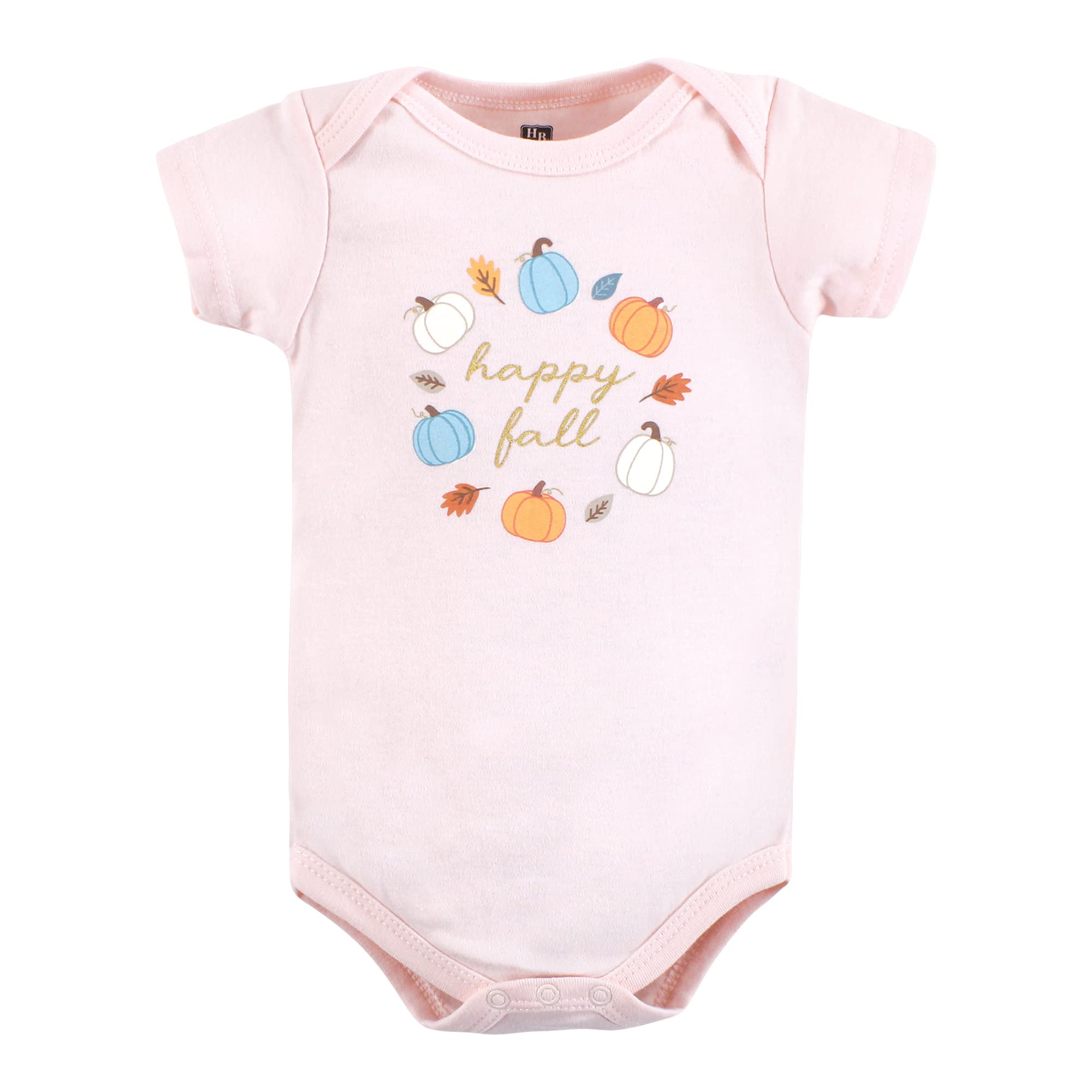 Hudson Baby Unisex Baby Cotton Bodysuits, Happy Fall, 6-9 Months