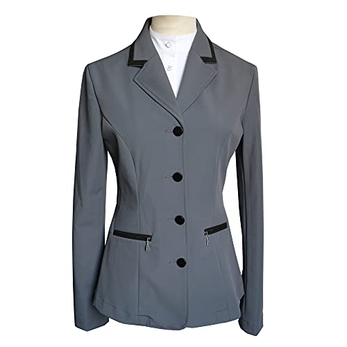 HR Farm Women's Competition Jacket Horse Riding Show Coat (Gray, 14, numeric_14)