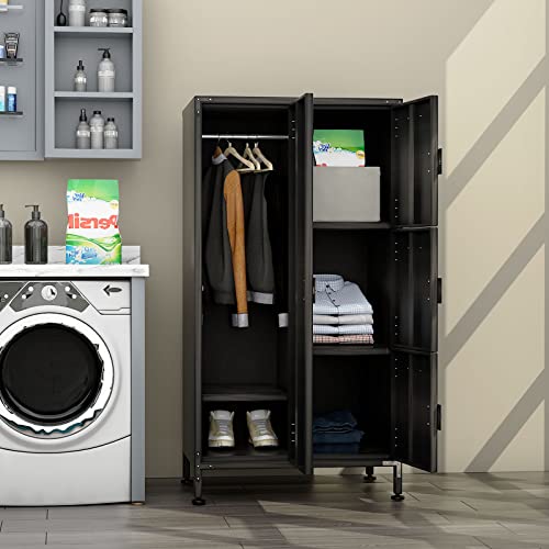SISESOL Metal Locker Storage Cabinet, 55" Lockers Locking Cabinet Lockers for Employees, Mini Locker for Home, Bedroom, School, Office, Gym