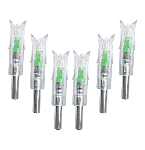 HUNTER ACTION 6Pcs Lighted Nocks for Crossbow Bolts with .3"/7.62mm Inside Diameter.Automatic Light Up When Shooting (Red)
