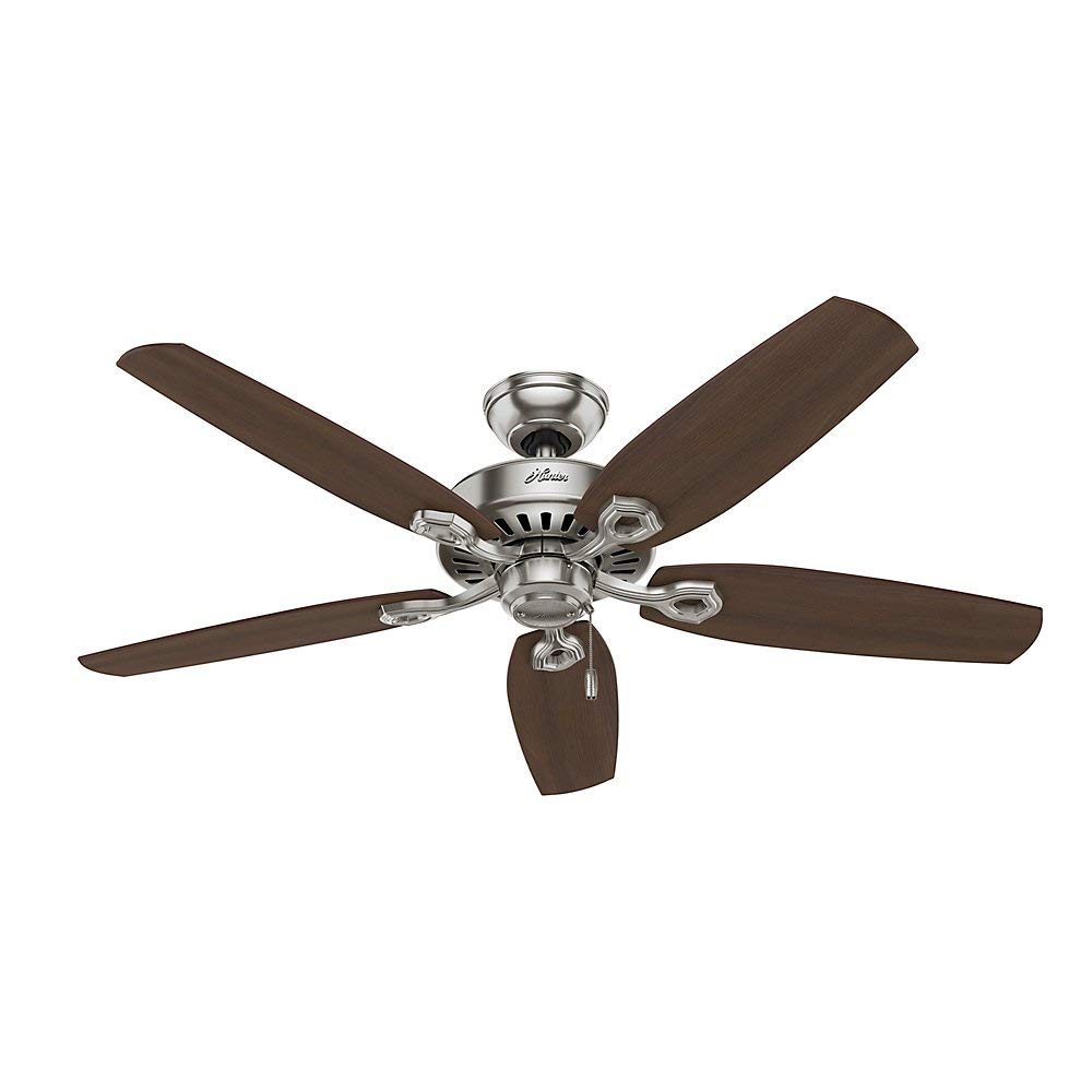Hunter Builder Deluxe 52 Inch Indoor Brushed Nickel Ceiling Fan with Light Kit (Renewed)