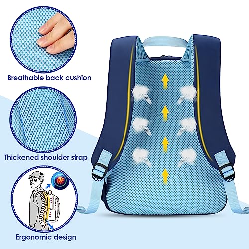 YOREPEK Kids Backpack for Boys, Lightweight School Bookbag for Kids 3-6 Years Old, Preschool Backpack with Breathable Back Design for Toddlers, Kindergarten, Elementary, Early Grade School, Blue