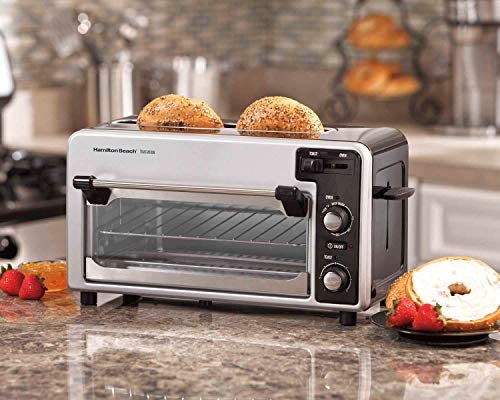 Hamilton Beach Toastation Oven with 2 Slice Toaster Combo, Ideal for Pizza, Chicken Nuggets, Fries and More, Black (22720)