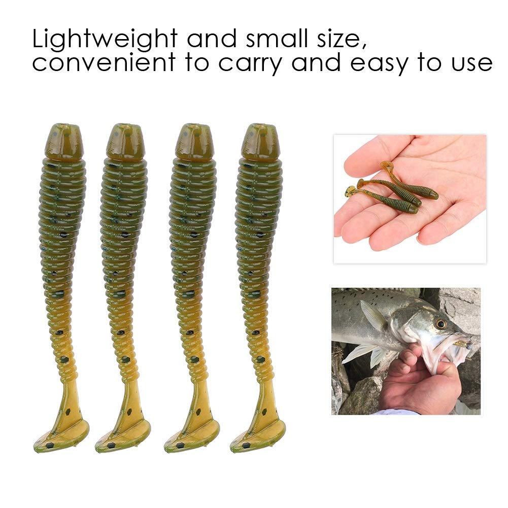 Jadeshay Anchor Box, 50PCS 5cm Soft Fishing Lures Kit T-Tail Grub Worm Baits Fish Tackle Accessory (Color : Black)