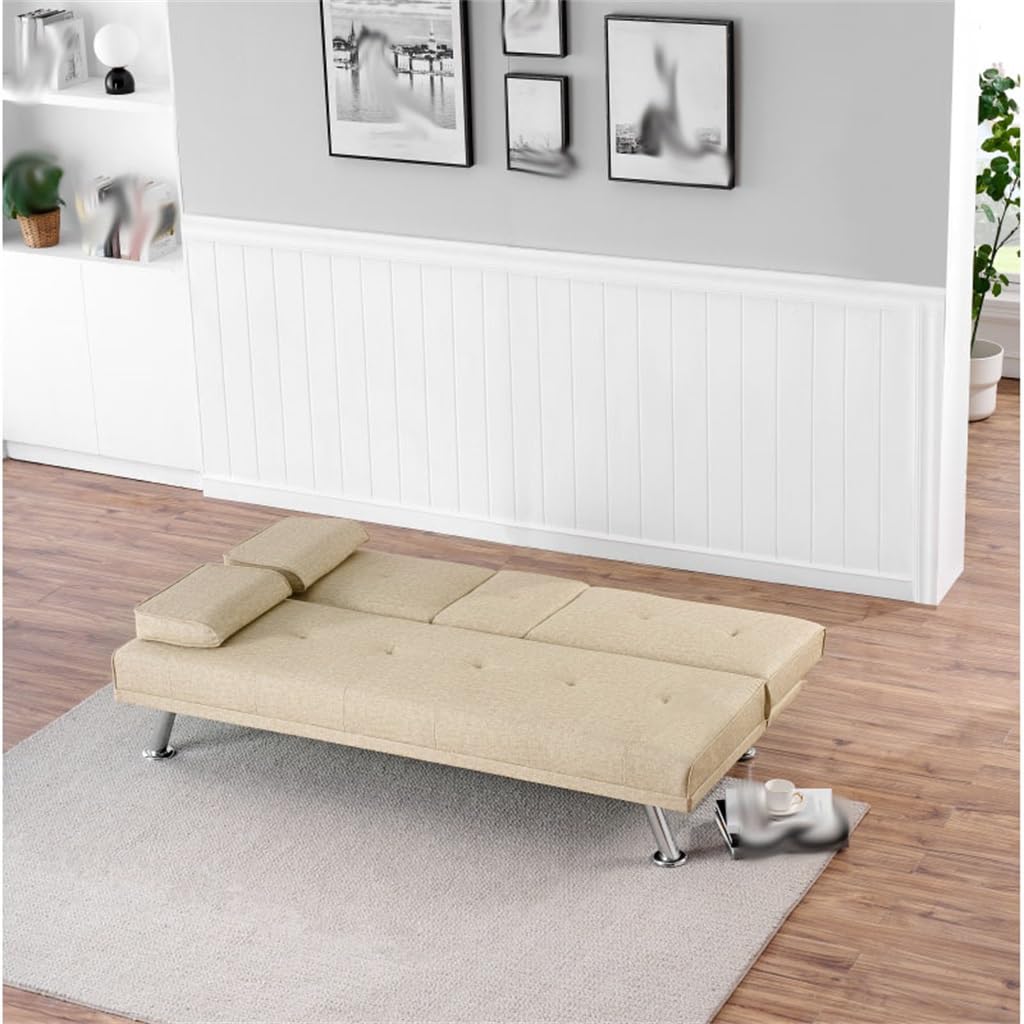 HNTHY 67" Leather Multifunctional Double Folding Sofa Bed for Office Easy to Assemble for Indoor livingroom Furniture