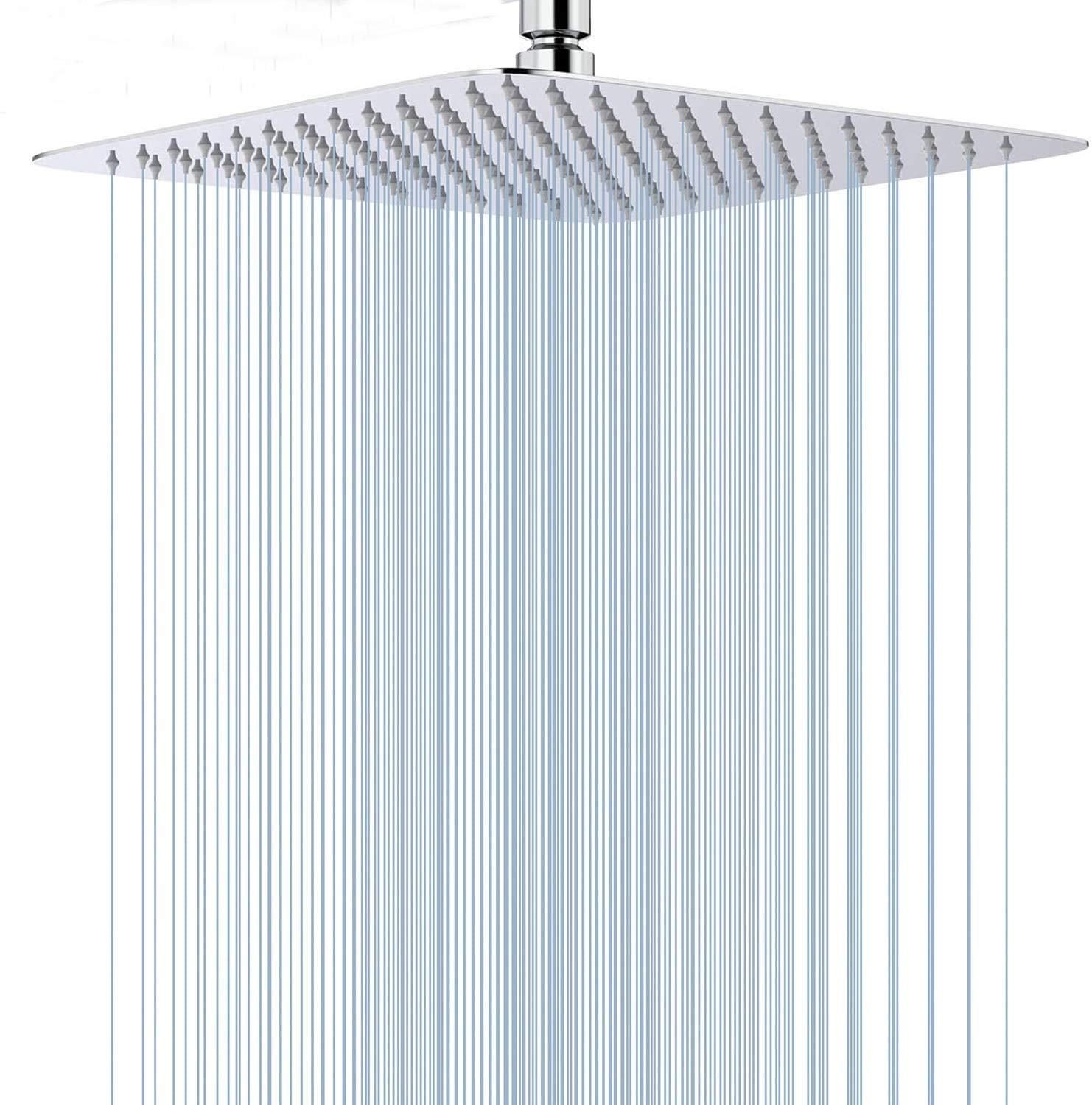 Rain Shower Head,YUNDOOM 12 Inch Shower Head 304 Stainless Steel Large Shower Head, Chrome Mirror Finishing Rainfall Shower Head,High Pressure Shower Heads,Square Shower Head And Water Fall Showerhead