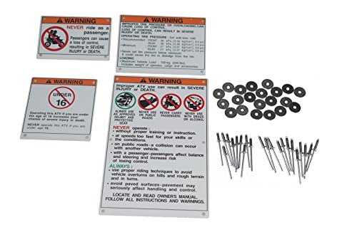 YANGCAN Warning Decals Stickers Labels Aluminum Backed Compatible with Yamaha Raptor Blaster BANSHEE YFZ450R efi Raptor 700 Raptor 660 YFZ450 carb model Warrior 350 Blaster 200 Grizzly Wolverine Kodiak