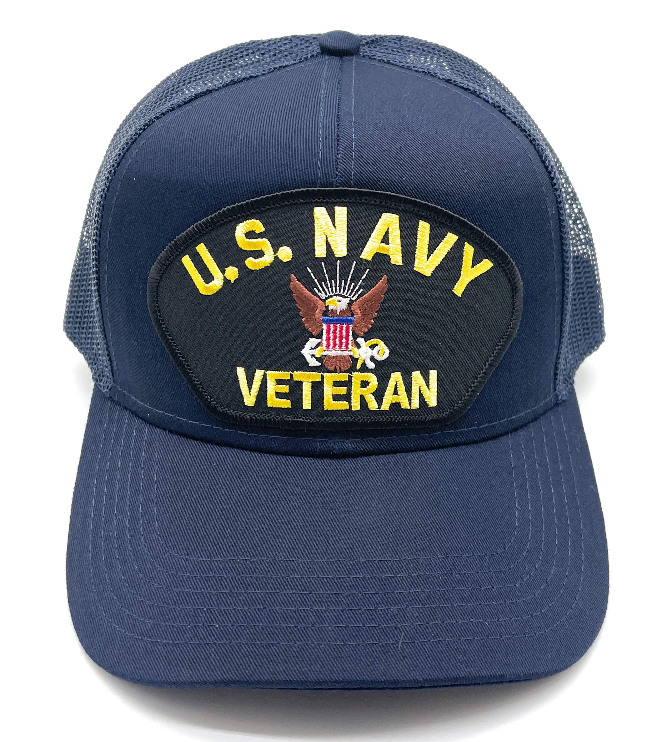 Infinite Hats US Navy Veteran Patch Mesh Adjustable Baseball Cap (Navy)