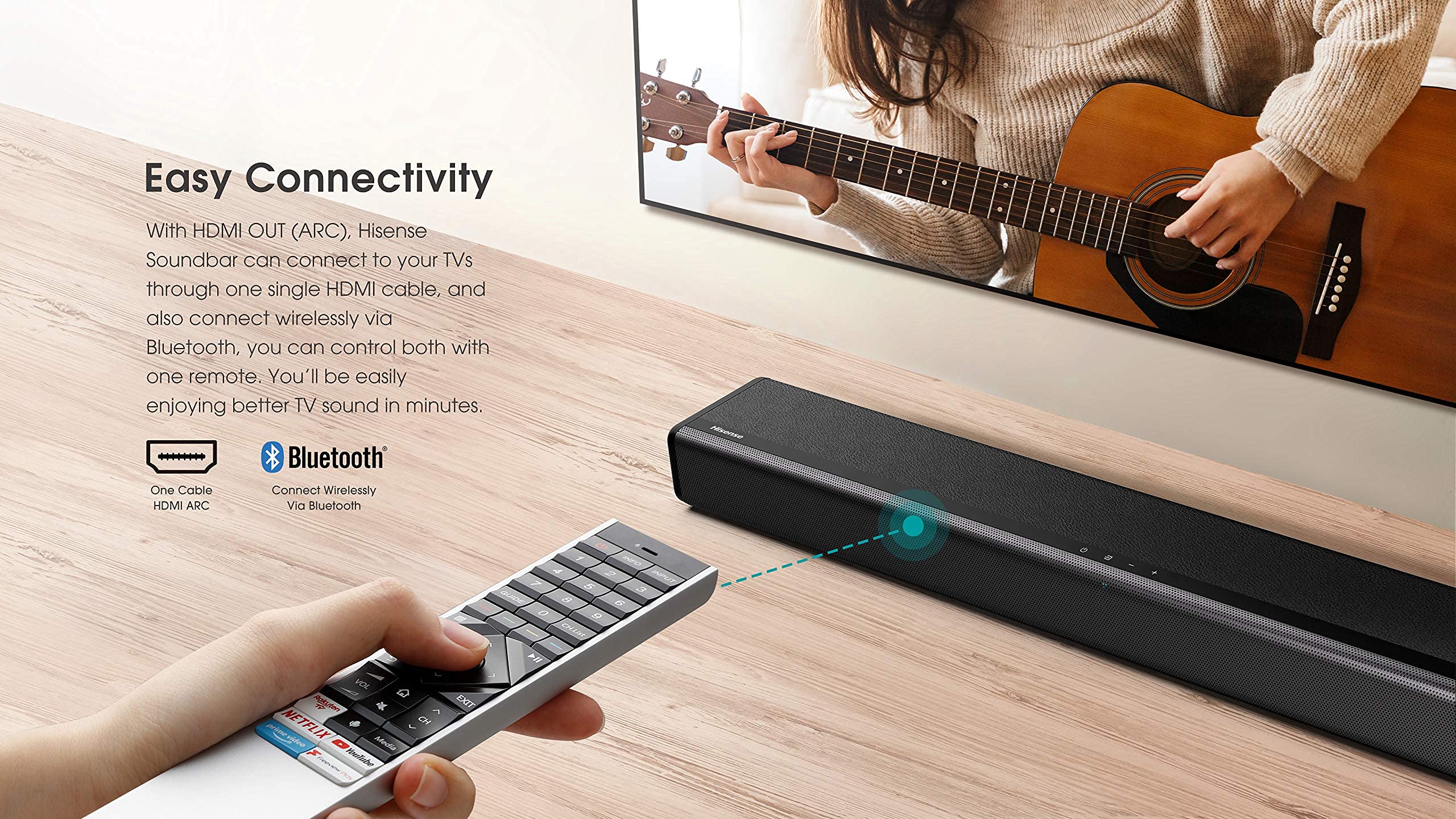 Hisense 2.1 Channel Sound Bar Home Theater System with Bluetooth (Model HS214) (Renewed)
