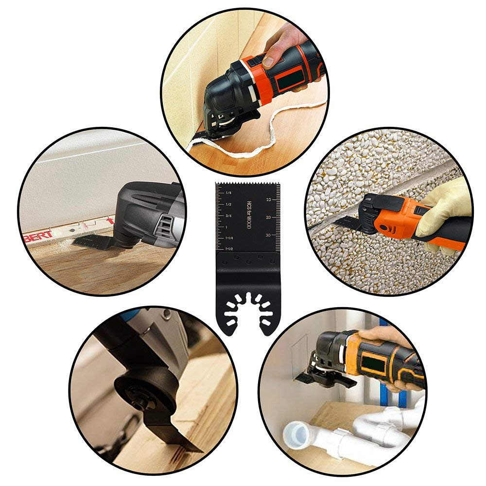 HIFROM Semi-Circular/Bi-Metal/Japan Tool Oscillating Multitool Quick Release Saw Blades Compatible with Fein Porter Cable Bosch Dremel Craftsman Ridgid and More 21pcs