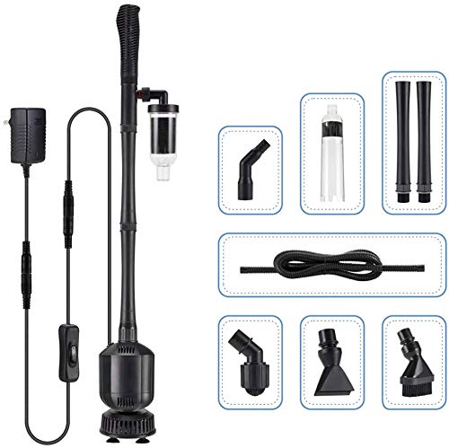 hygger 396GPH DC Electric Aquarium Gravel Cleaner, 5 in 1 Automatic Fish Tank Cleaning Tool Set Vacuum Water Changer Sand Washer Filter Siphon Adjustable Length 12V 20W