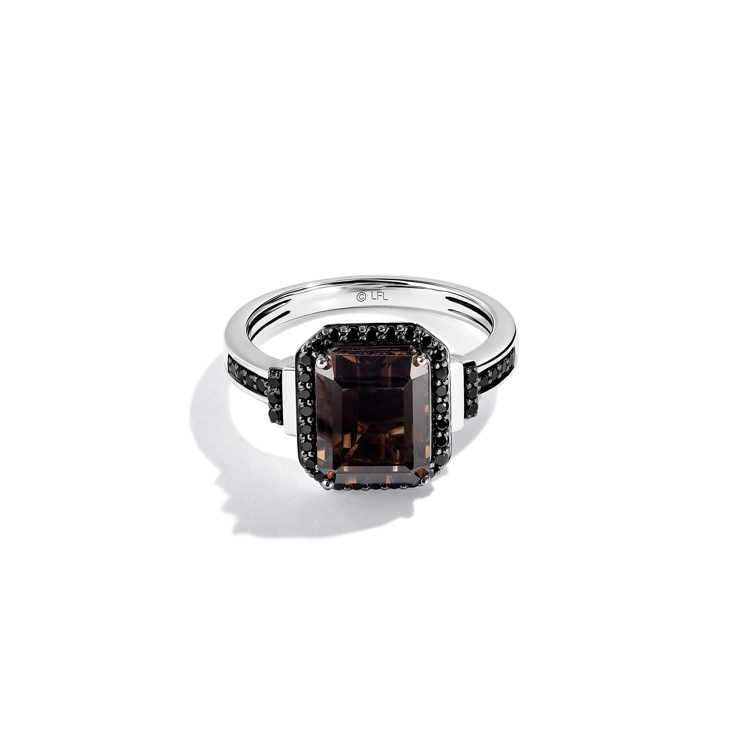 Jewelili Star Wars™ Fine Jewelry The Wookiee Women's Ring 1/3 Ct.Tw. Black Diamonds and Smokey Quartz Silver