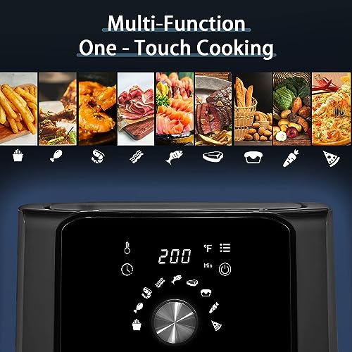 Weceleh Air Fryer, 6.3 Quart Large Toaster Oven, 9 in 1 Airfryer with Temperature Control & Timer Knob, Up to 392β, LED Display, Oil-Free, Non Stick Basket, Auto Shut Off Feature, Black, 1700W