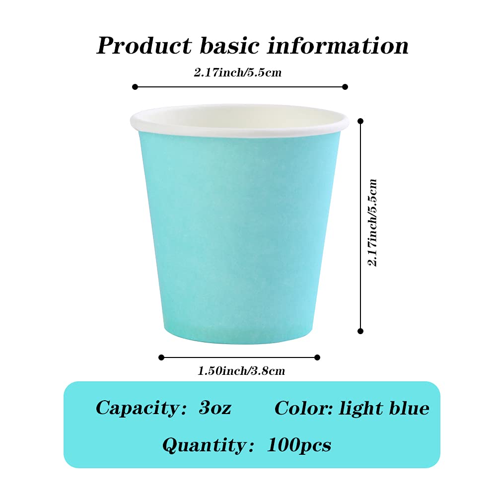 Hssugi 3 oz Paper Cups, 200 Pack Blue Disposable Cups, Small Disposable Paper Cups Use as Mouthwash Cups, Shot Cups, Snack Paper Cups, Disposable Bathroom Cups