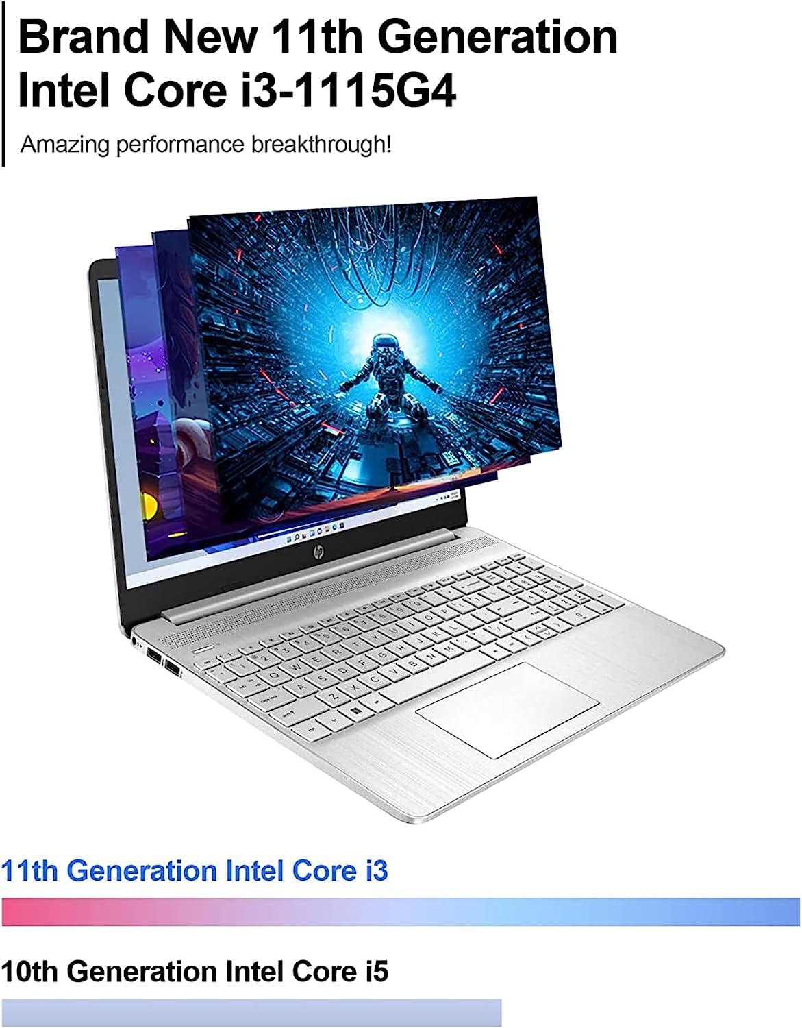 HP 2023 Newest Laptop, 15.6" HD Touchscreen, Intel Core i3 1115G4 up to 4.1GHz, 32GB RAM, 1TB SSD, Intel UHD Graphics, Wi-Fi, Bluetooth, Numeric Keypad, Windows 11 Home in S Mode, Natural Silver
