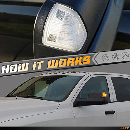 HERCOO LED Turn Signal Light Side Mirror Amber Lamps Right Tow Light Clear Cover Lens for 68302828AA 68302829AA Compatible with 2010-2018 Dodge Ram 1500 2500 3500 4500 5500