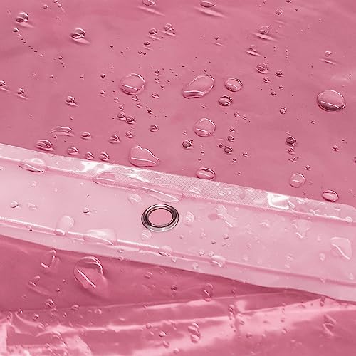 Shower Curtain Liner - Premium Clear Pink PEVA Shower Liner with 3 Magnets and Metal Grommets, Waterproof Lightweight Plastic Standard Size Shower Curtains for Bathroom - Translucent Pink