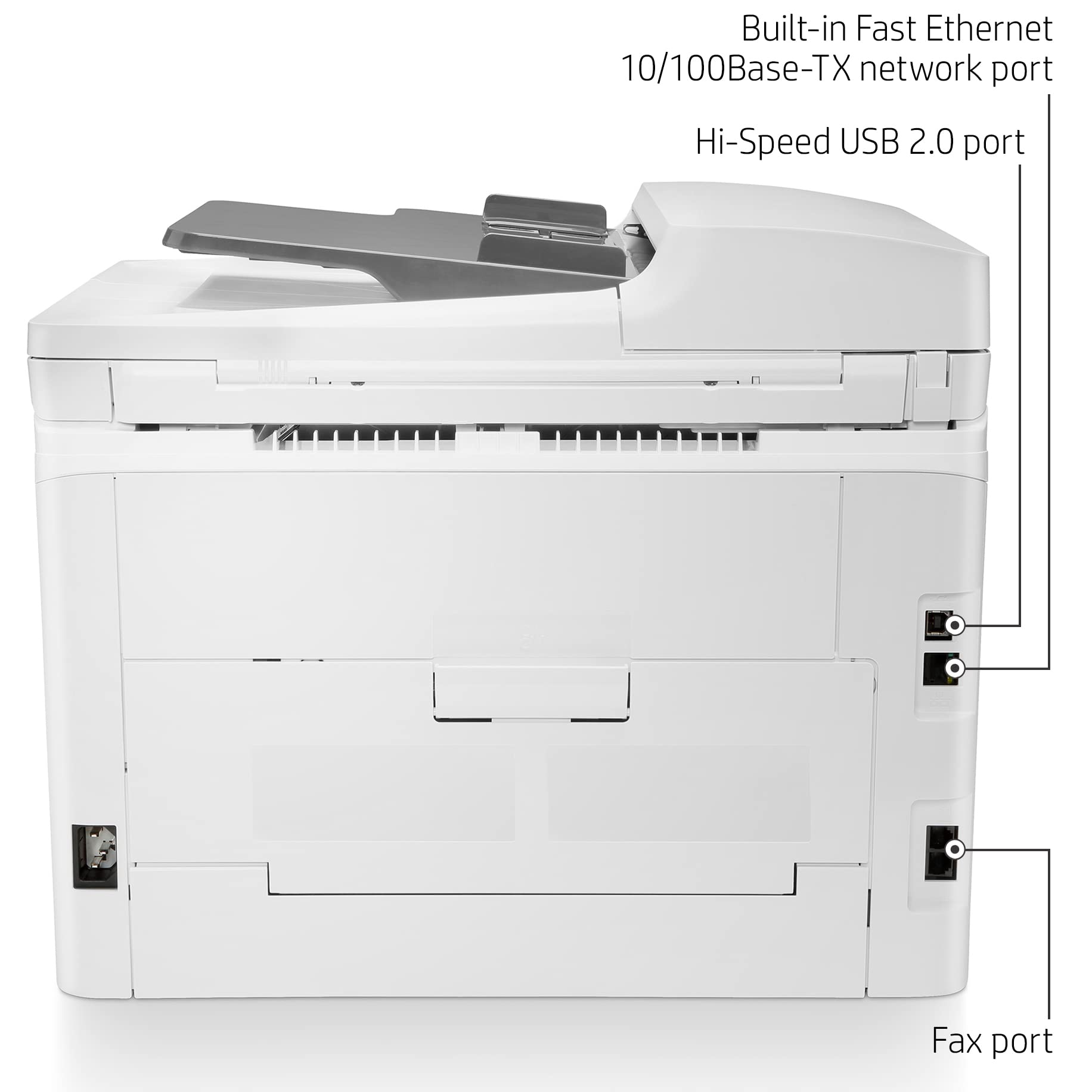 HP Laserjet Pro M183fw Wireless Color All-in-One Laser Printer, White - Print Scan Copy Fax - 16 ppm, 600 dpi, Voice-Activated, 35-Page ADF, Ethernet, Tillsiy Printer Cable