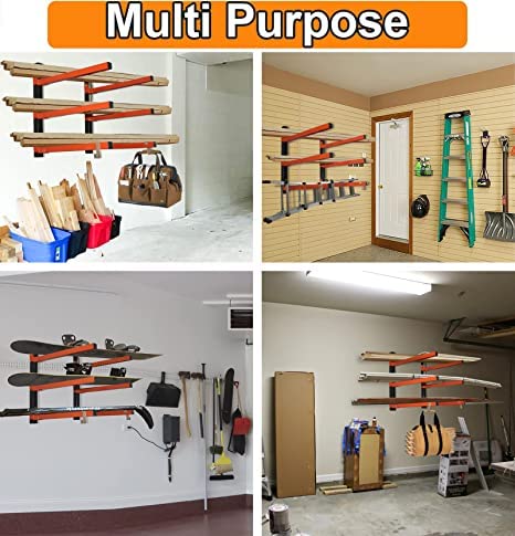 Thanaddo 3-Level Metal Wall Mount Lumber Storage Rack Wood Organizer Rack Lumber Rack Metal Rack Indoor & Outdoor (2PACK)