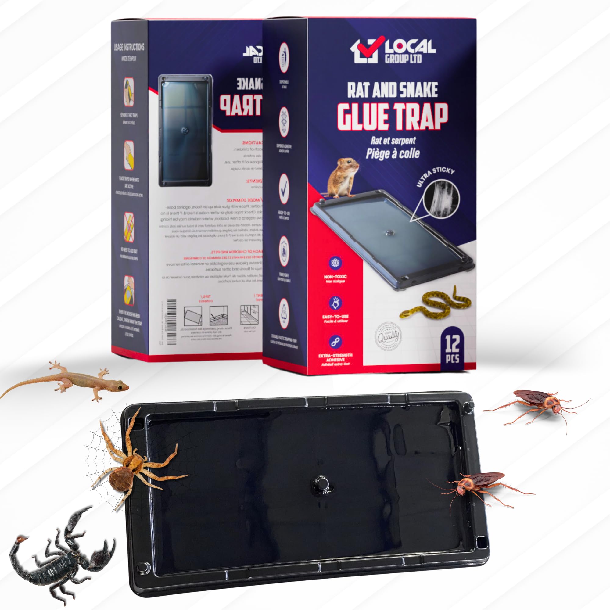 Sticky Mouse Pads 12-Pack | Large Glue Boards for Mice, Rats, and Snakes | Non-Toxic Heavy Duty Glue Boards for Indoor Use, Rodents, Spiders