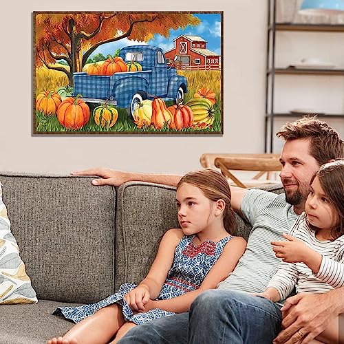 Thanksgiving Fall Diamond Painting Kits for Adults - 6 Pack Fall Pumpkin Truck Gnome Diamond Art Kits 5D Paintings with Diamond Dots Full Drill Round Gem Art,for DIY Gift and Home Decor12x16inch