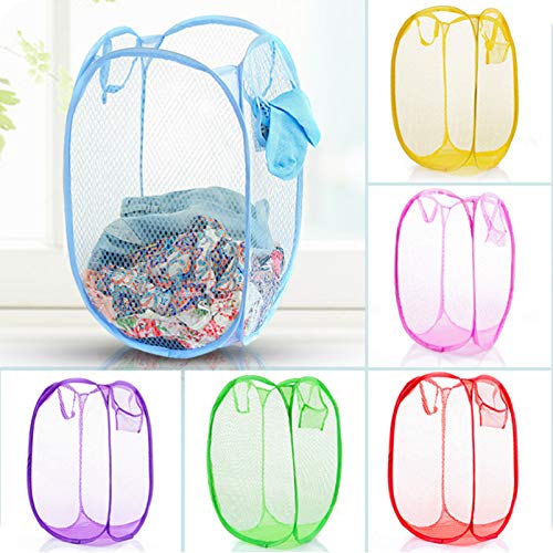 Yardwe Popup Mesh Laundry Basket, 1PC Collapsible and Portable Clothes Washing Laundry Hamper for Laundry Room, Bathroom, Kids Room, College Dorm or Travel (Black)