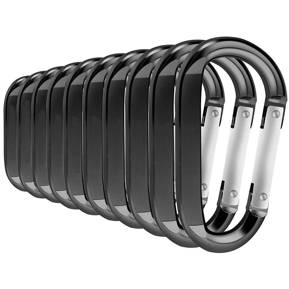 Hype Lot 50/100 Pcs Black Aluminum Carabiner Spring Belt Clip Key Chain (50)