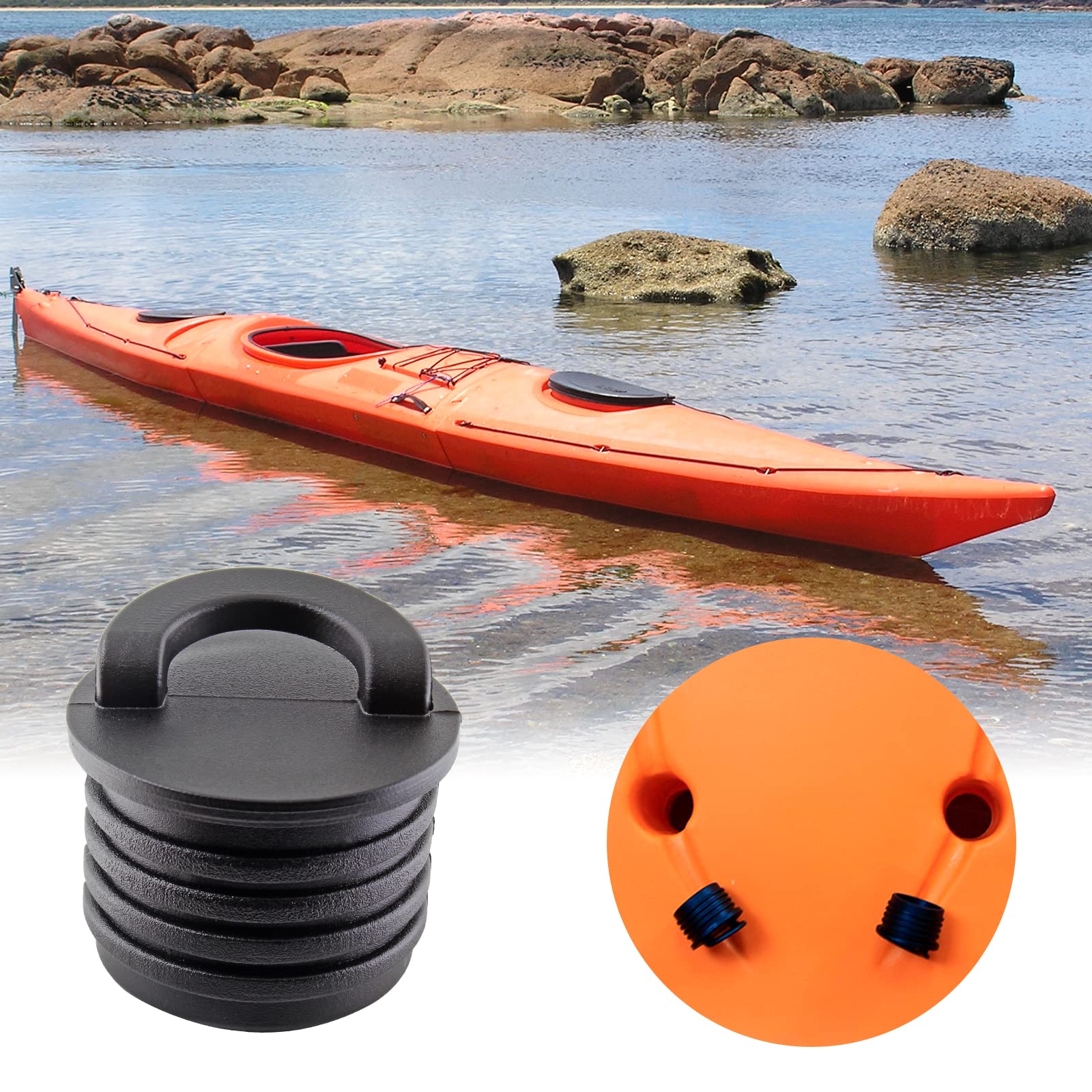 Jiozermi 8 Pcs Boat Scupper Plug Bungs, Rubber Drain Holes Stopper Bung, Kayak Drain Plug for Kayak Canoe Boat