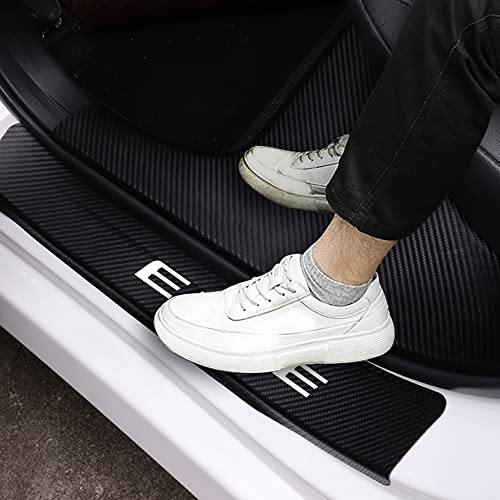 JEYODA Carbon Fiber Vinyl Sticker Car Door Sill Protector Scuff Plate Door Entry Guard For Ford EDGE Car Accessories(white)