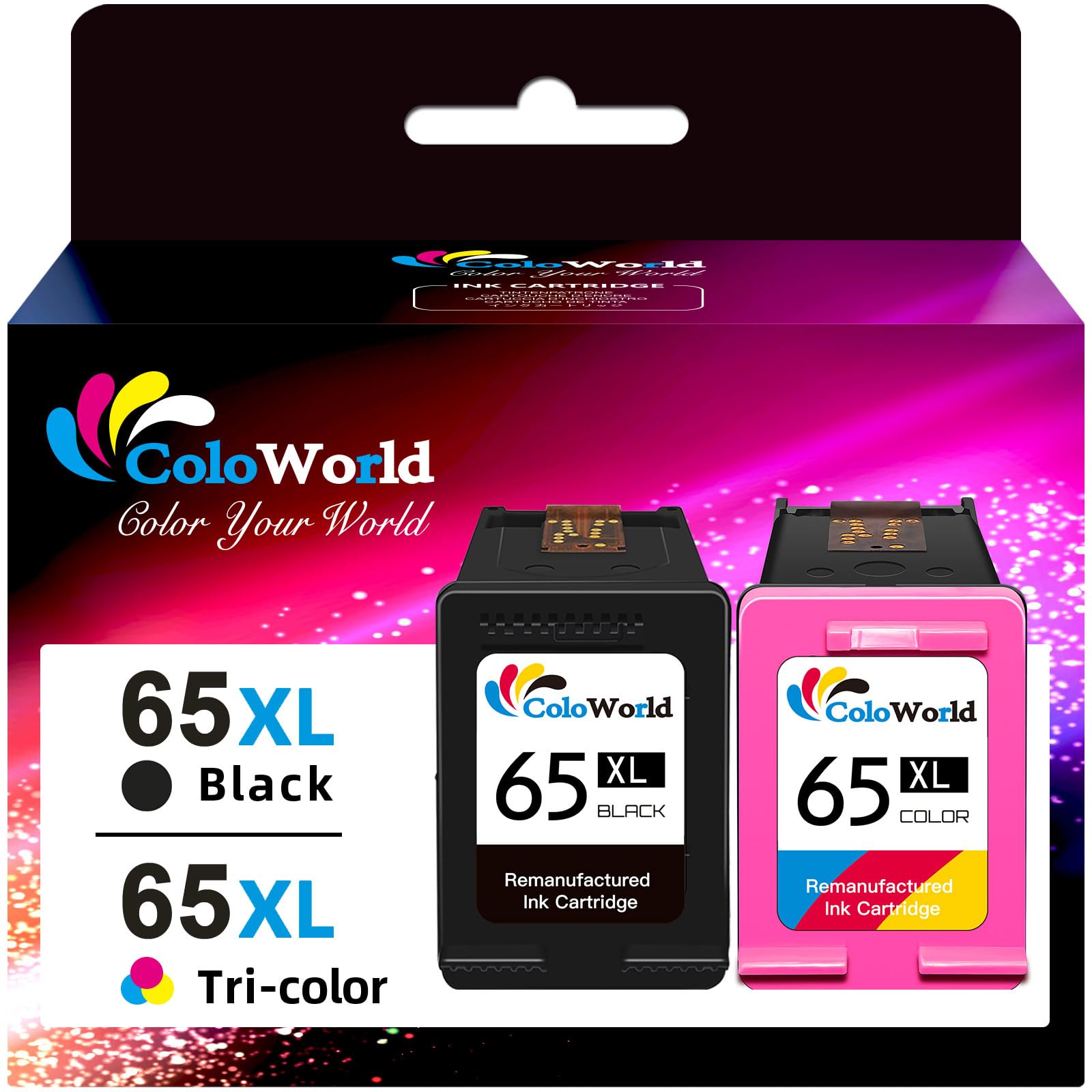 High Yield for HP Ink 65 HP65 65XL Ink Cartridges Combo Pack Black Color Fit for Envy 5055 5052 5000 5012 5010 DeskJet 2600 2622 3723 3755 3758 2624 3730 Printer