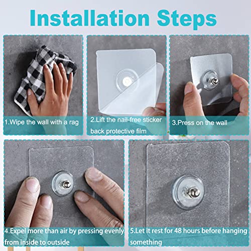 YUEARN 20 Pack Wall Hooks for Hanging, Adhesive Hooks Heavy Duty, Wall Hangers Without Nails for Wall Mount Shelf, Waterproof Rustproof for Kitchen, Bathroom, Home, Office (18mm)/13 lb(Max)