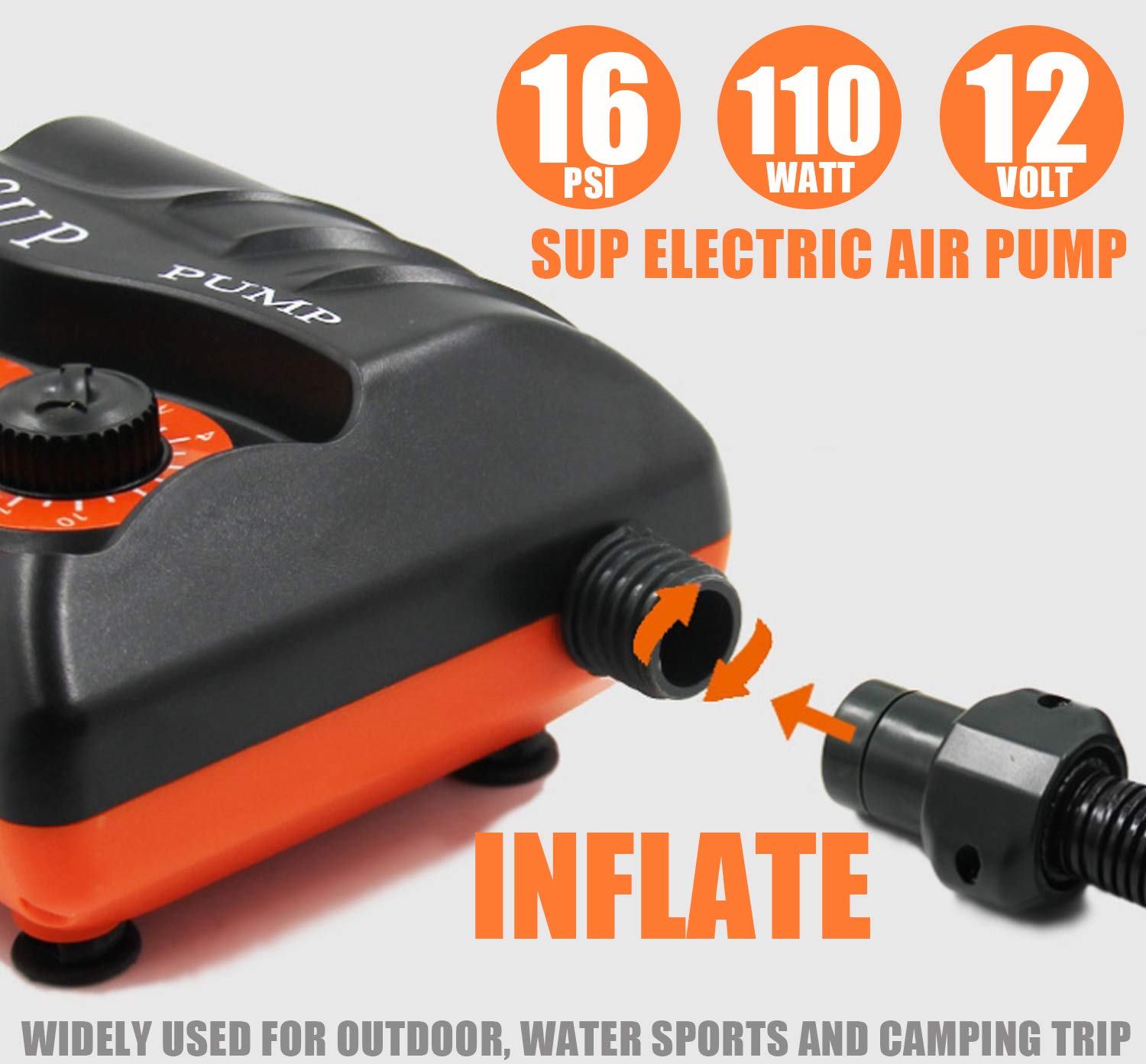 HPDAVV 12V DC 110W 16PSI High Pressure SUP Pump Electric Inflatable Paddle Board air Pump for Stand Up Paddle Board,Inflatable Boats/Tent/Kayak