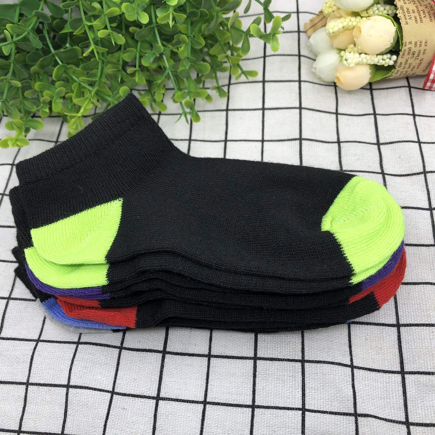 JAMEGIO 20 Pairs kids Low Cut Athletic Ankle Socks Little Boys Girls Ankle Cotton Socks Half Cushion Low Cut Socks(6-8 Years)