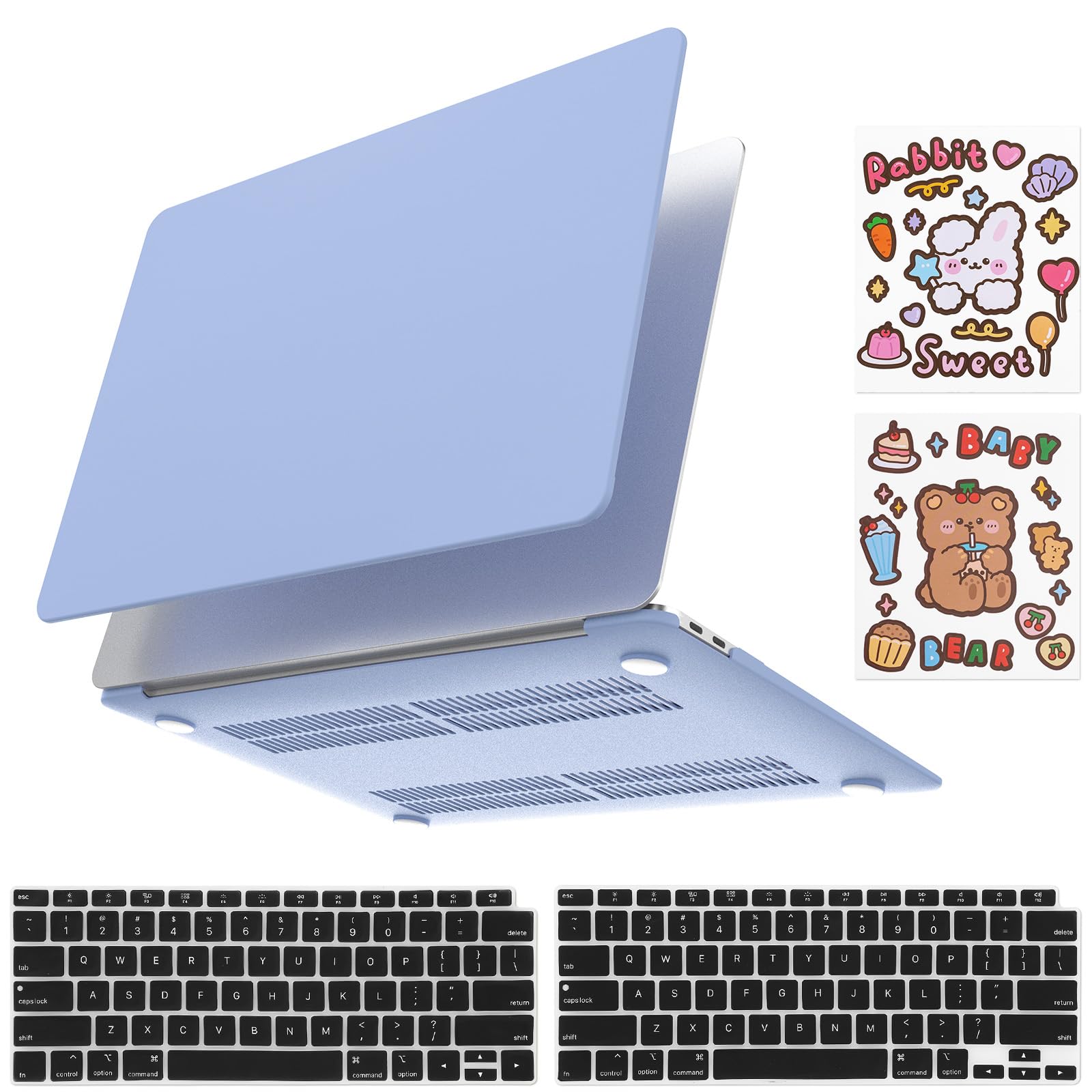 Hianjoo Case Compatible with MacBook Air 13 inch 2022 2021 2020 A2337 M1 A2179 A1932 Touch ID, Hard Shell Case + 2 Keyboard Covers + 2 DIY Stickers, Frosted Clear