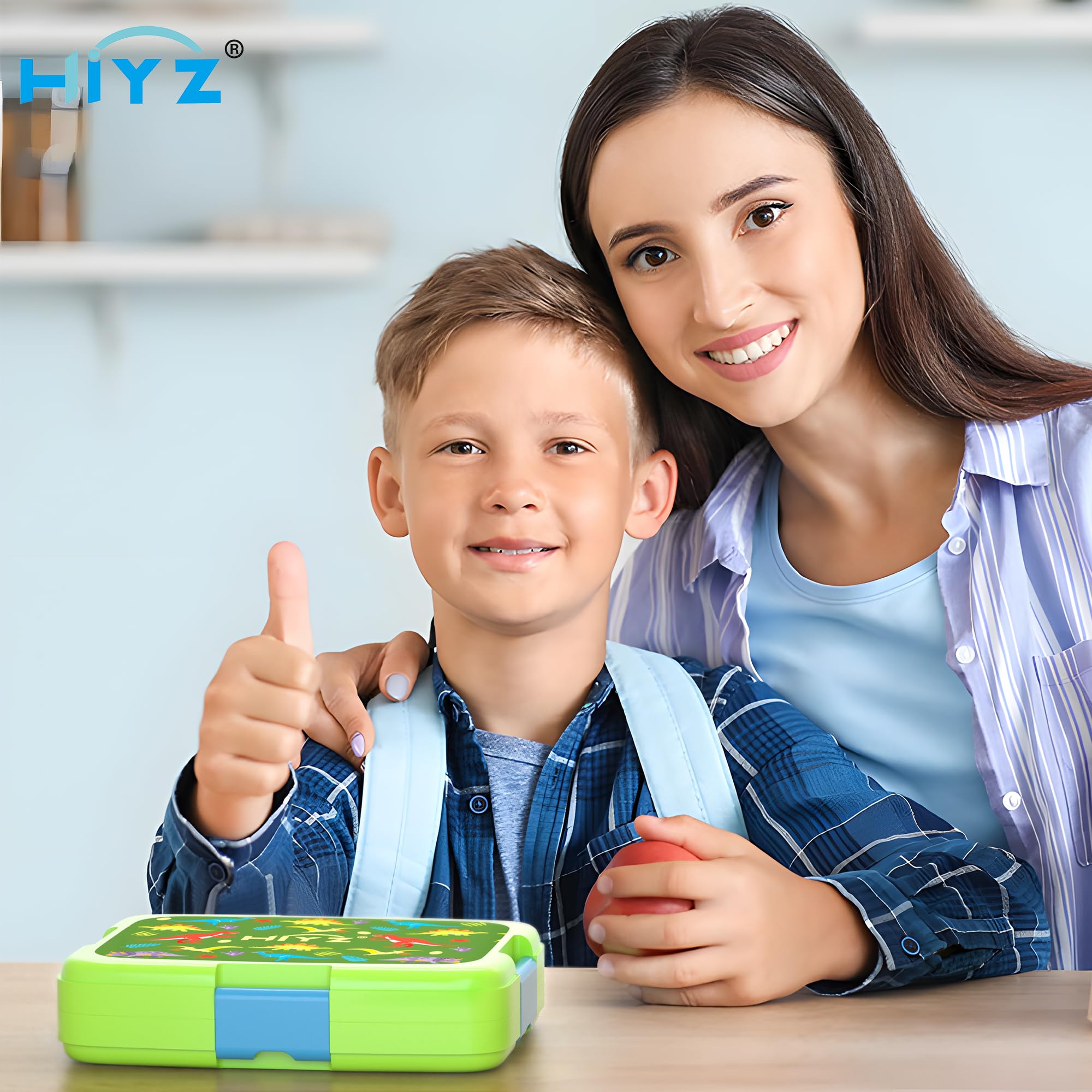 HiYZ Dinosaur Bento Box for Kids, Kids Lunch Box with 5-Compartment, Kids Bento Lunch Box for Ages 3-7, Leak-Proof, Durable, Lunch Box Containers for Kid Back to School Meals, Snack Packing, Travel