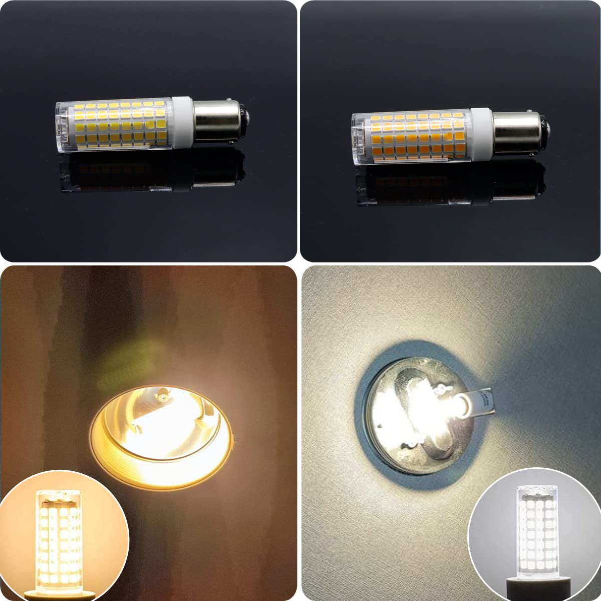 HxLED ba15d Bulb, Dimmable All-New 102×2835SMD led ba15d Double Contact Bayonet Base Bulb, 120V 7W Warm White 75W Halogen Replacement (2 Pack)