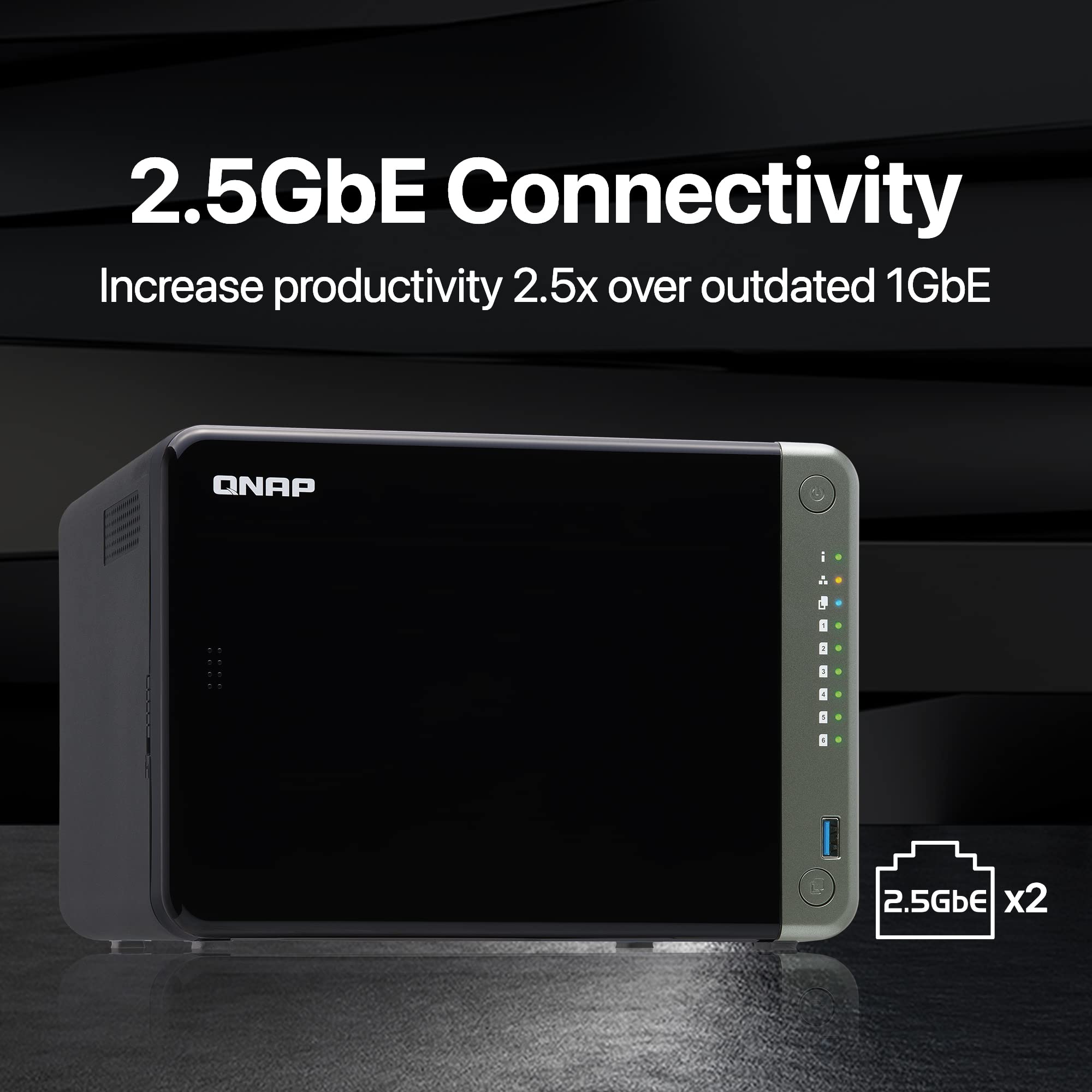 QNAP TS-653D-8G 6 Bay NAS for Professionals with IntelĀ® CeleronĀ® J4125 CPU and Two 2.5GbE Ports