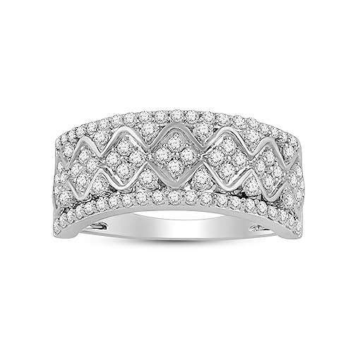 Jewelili 10k white gold 3/4 Cttw white Round Diamond Ring, size 7